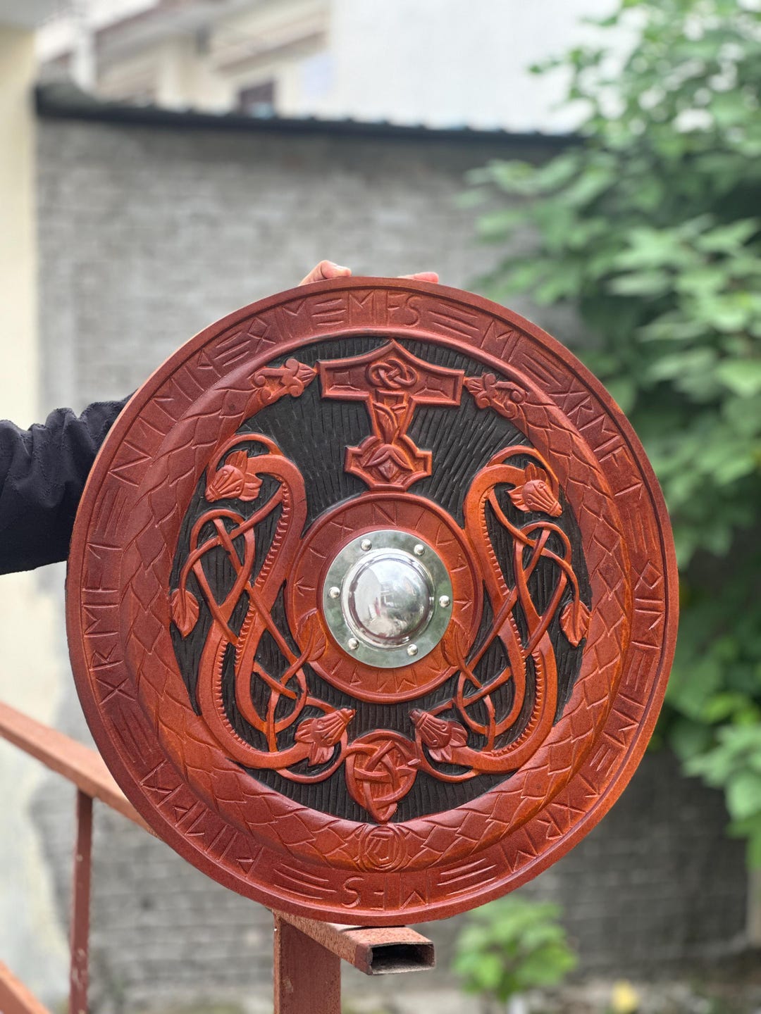 Wooden Viking Shield Round Norse Shield Medieval Halloween Costume ...