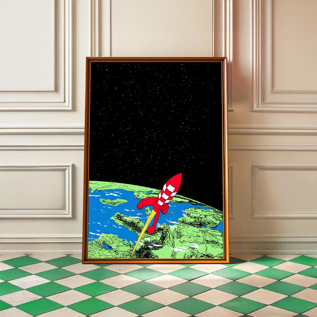 Retro Rocket Launch Print – Vintage Space Poster, Comic Style Wall Art ...