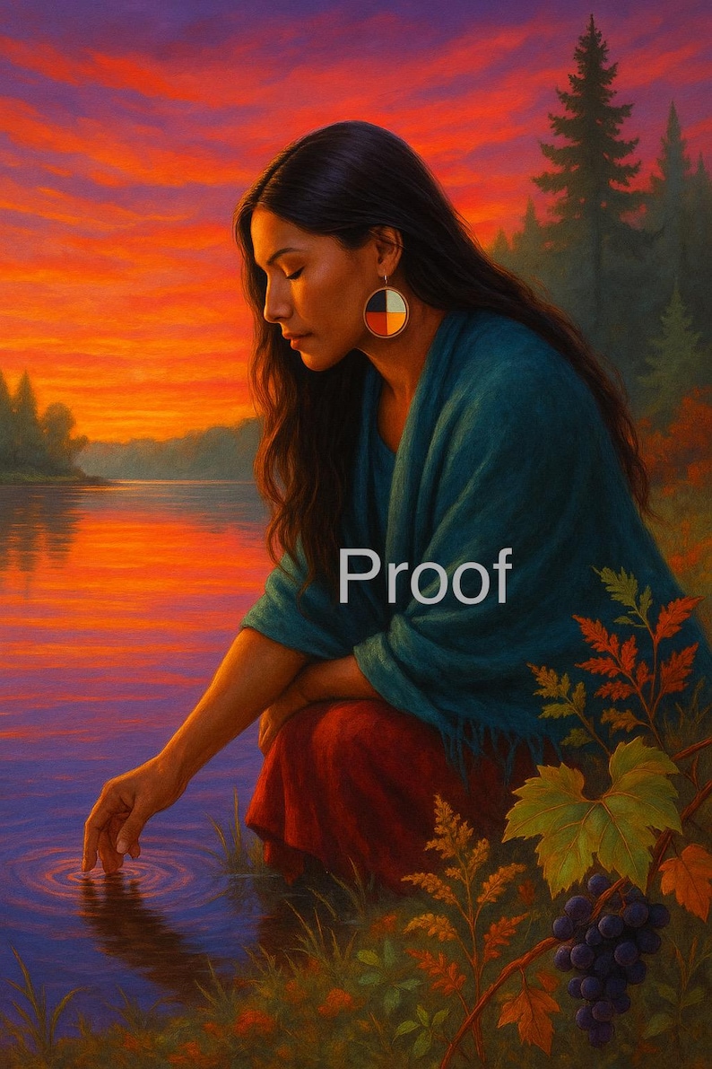 Indigenous Woman Digital Art Print Ojibwe Storytelling Native American ...