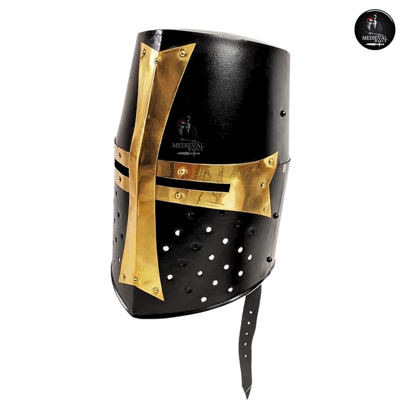 Blackened Steel Templar Crusader Helmet: Medieval Knight Armor, LARP ...