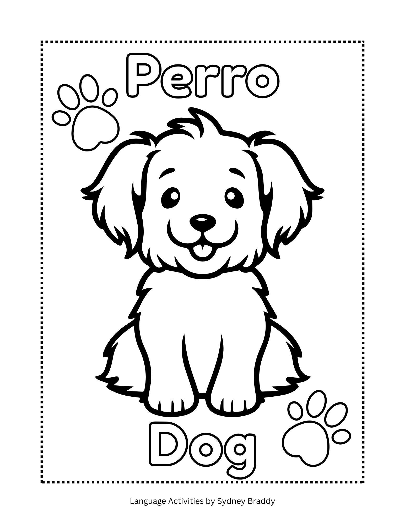 Bilingual Pets Coloring Pages + Word Search | Fun Spanish Learning ...