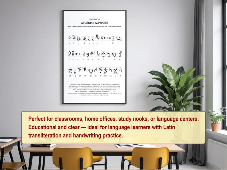 Georgian Alphabet Poster Printable. Educational Chart of 33 Letters ...