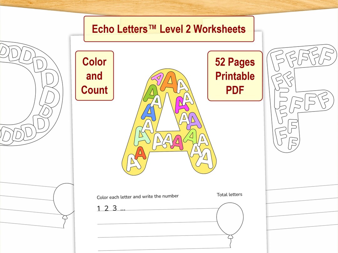 Echo Letters Alphabet Coloring Worksheets – Level 2 (printable PDF) - Etsy