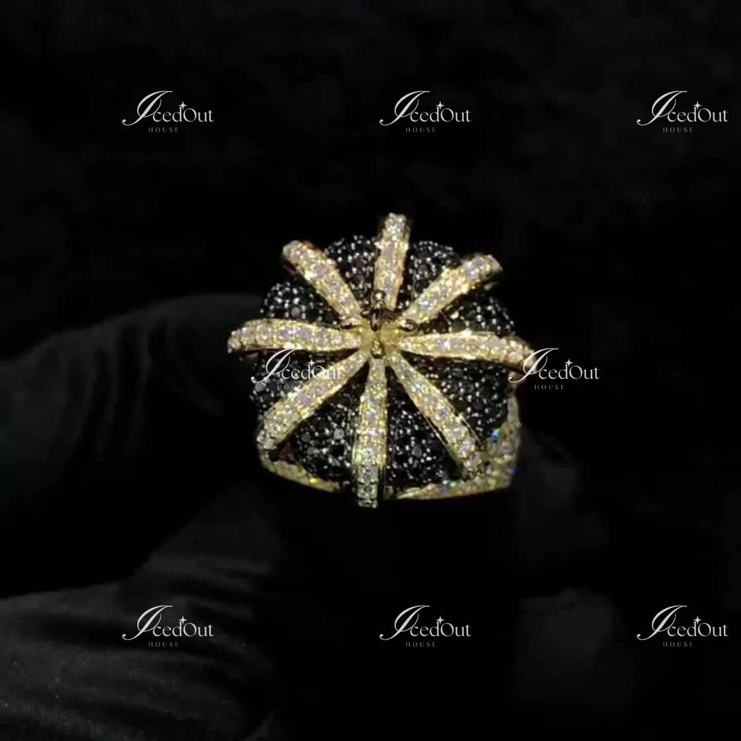 Iced Out Black Moissanite King Crown Ring Real VVS Moissanite Hip Hop ...