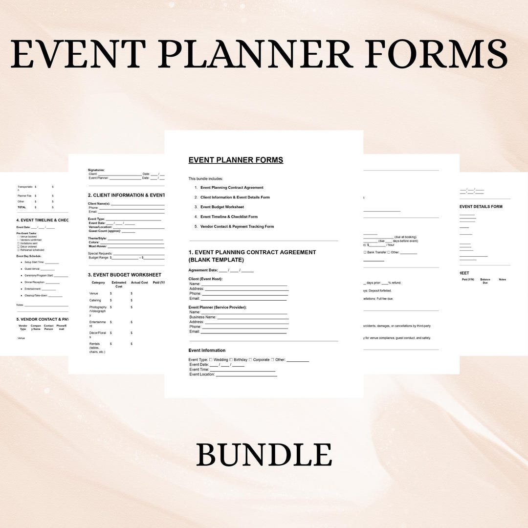 Event Planner Forms Bundle | Editable Templates DOC PDF | Client ...