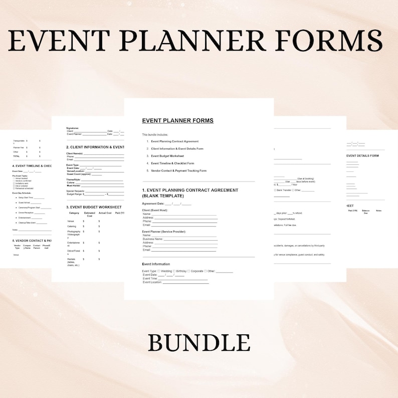 Event Planner Forms Bundle | Editable Templates DOC PDF | Client ...