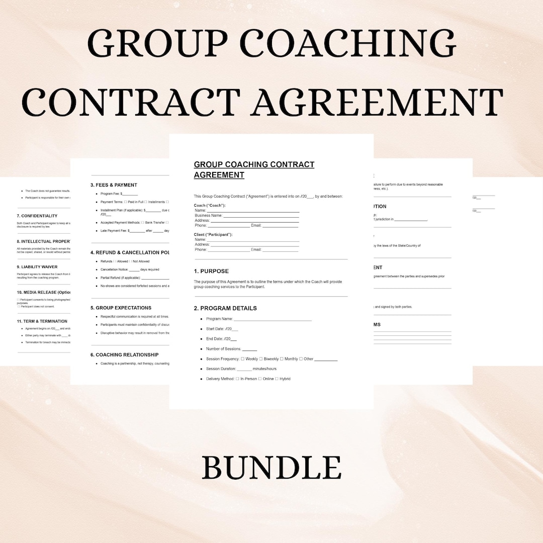 Group Coaching Contract Agreement | Editable DOC PDF Template | Client ...