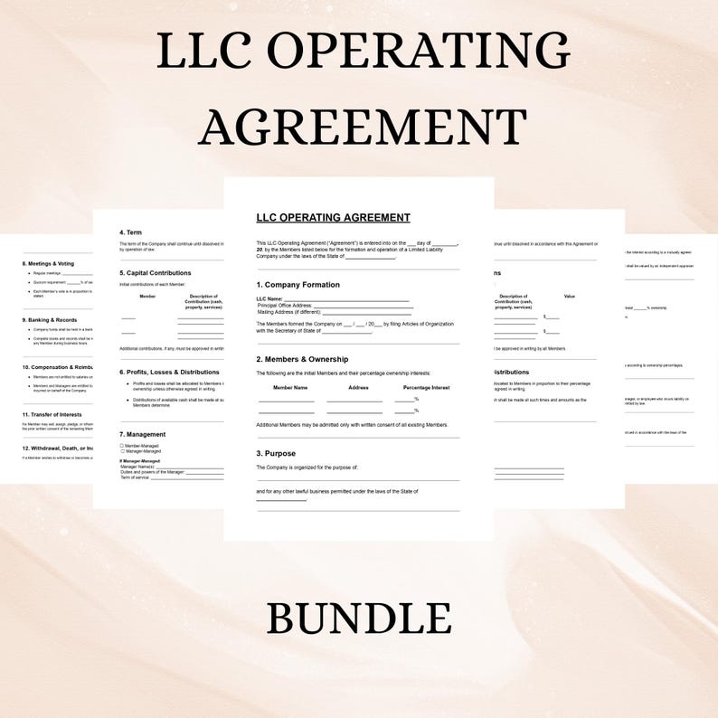 LLC Operating Agreement Template | Editable Business Contract | DOC ...