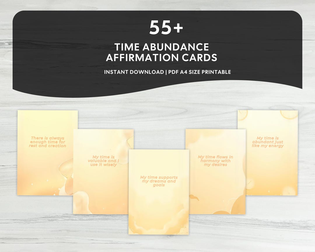 Time Abundance Affirmation Cards | 55 Printable Mindset Cards (digital ...