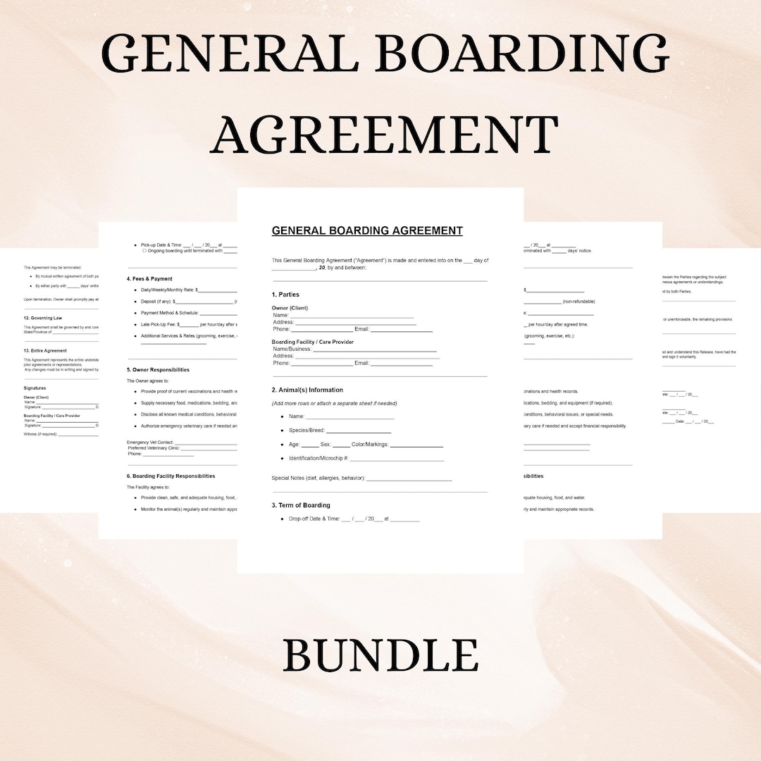 General Boarding Agreement Template | Editable Contract DOC & PDF ...