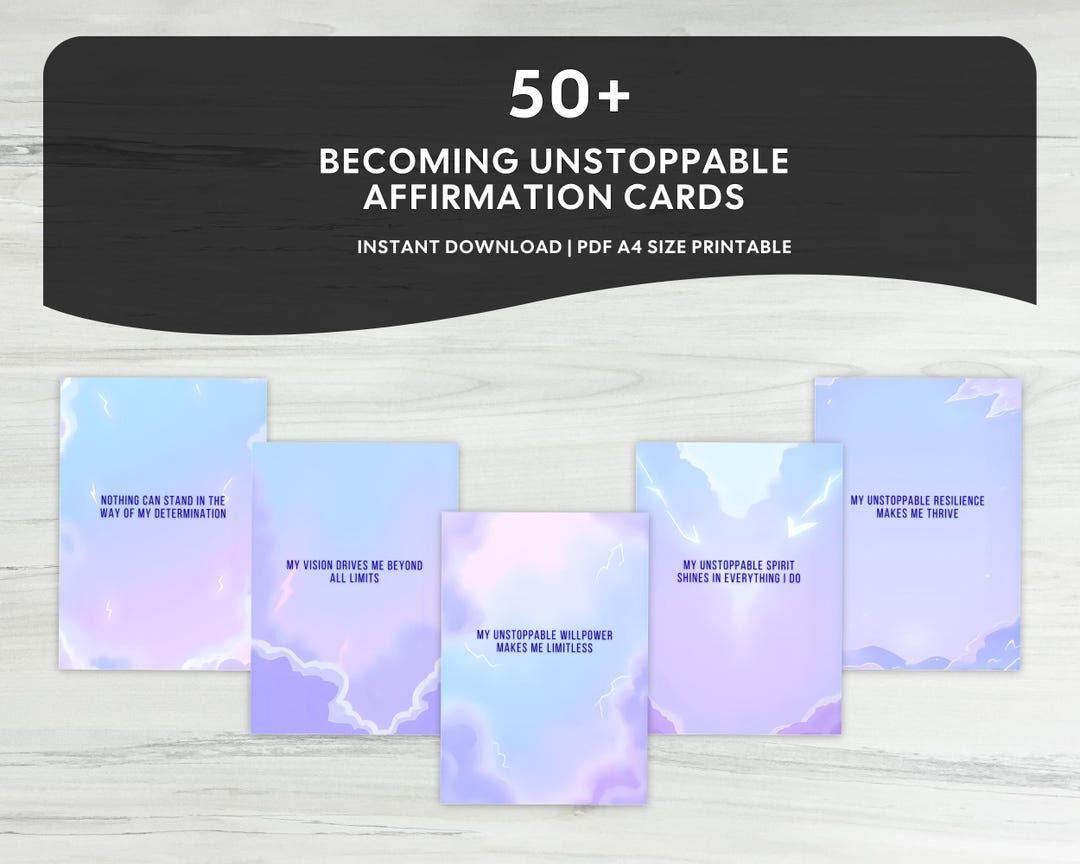 Becoming Unstoppable Affirmation Cards | 50 Motivation & Confidence ...