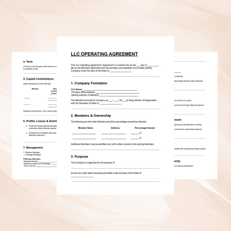 LLC Operating Agreement Template | Editable Business Contract | DOC ...