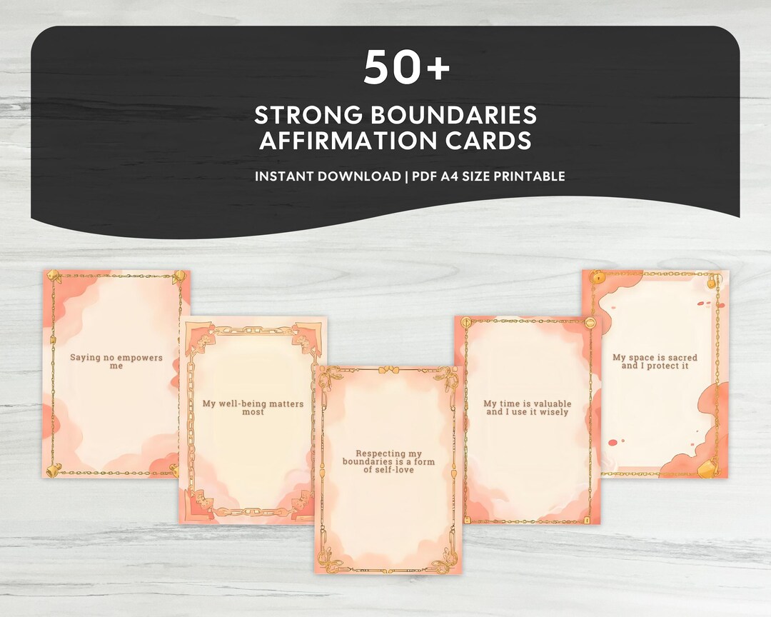 Strong Boundaries Affirmation Cards | 50 Card Deck (digital Download ...