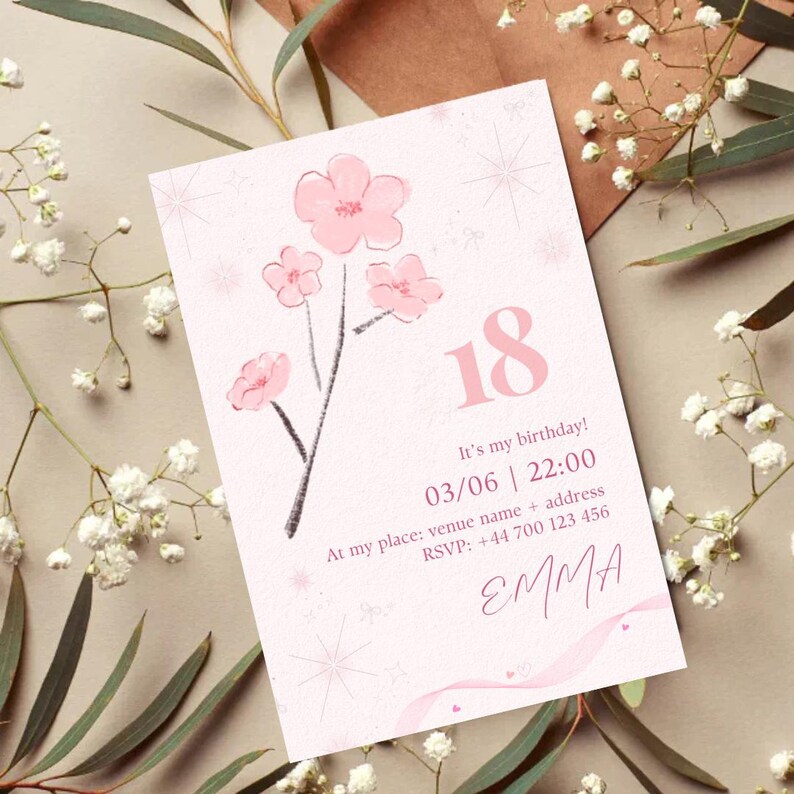 Elegant Birthday Invitation Template, Editable in Canva, Modern Gold ...