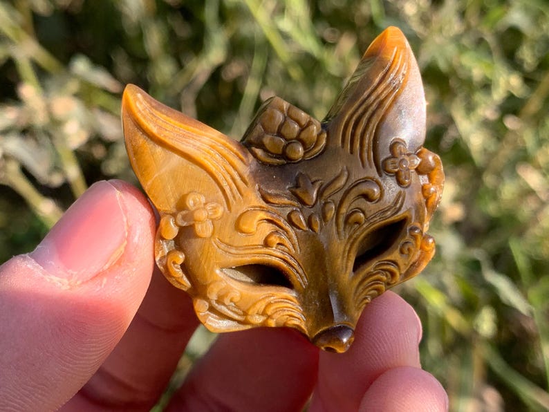 1.5"+ Natural Tiger Eye Stone Quartz,fox,skull,crystal Fox,crystal ...