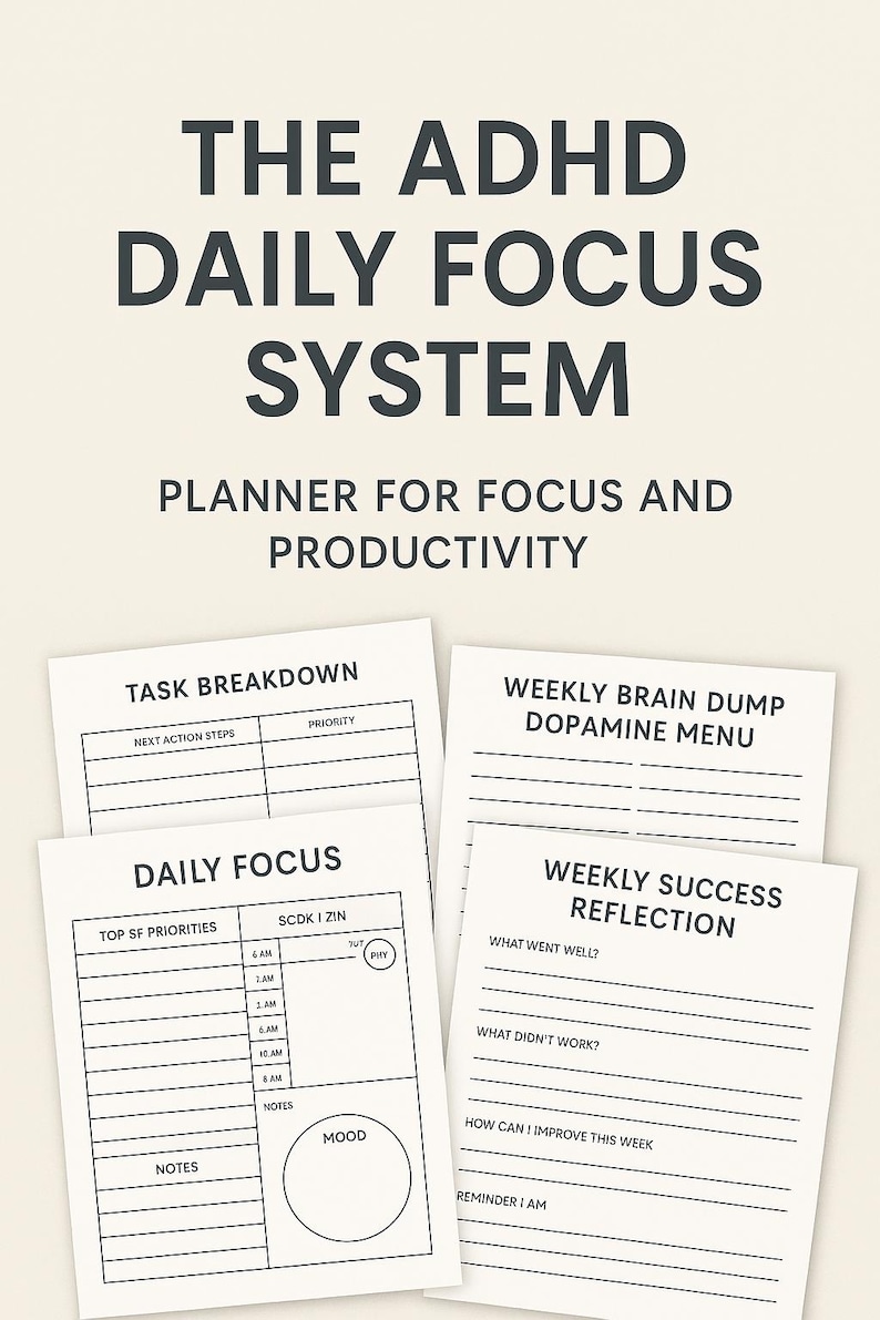 ADHD Daily Planner | Printable Digital Focus System for Neurodivergent ...