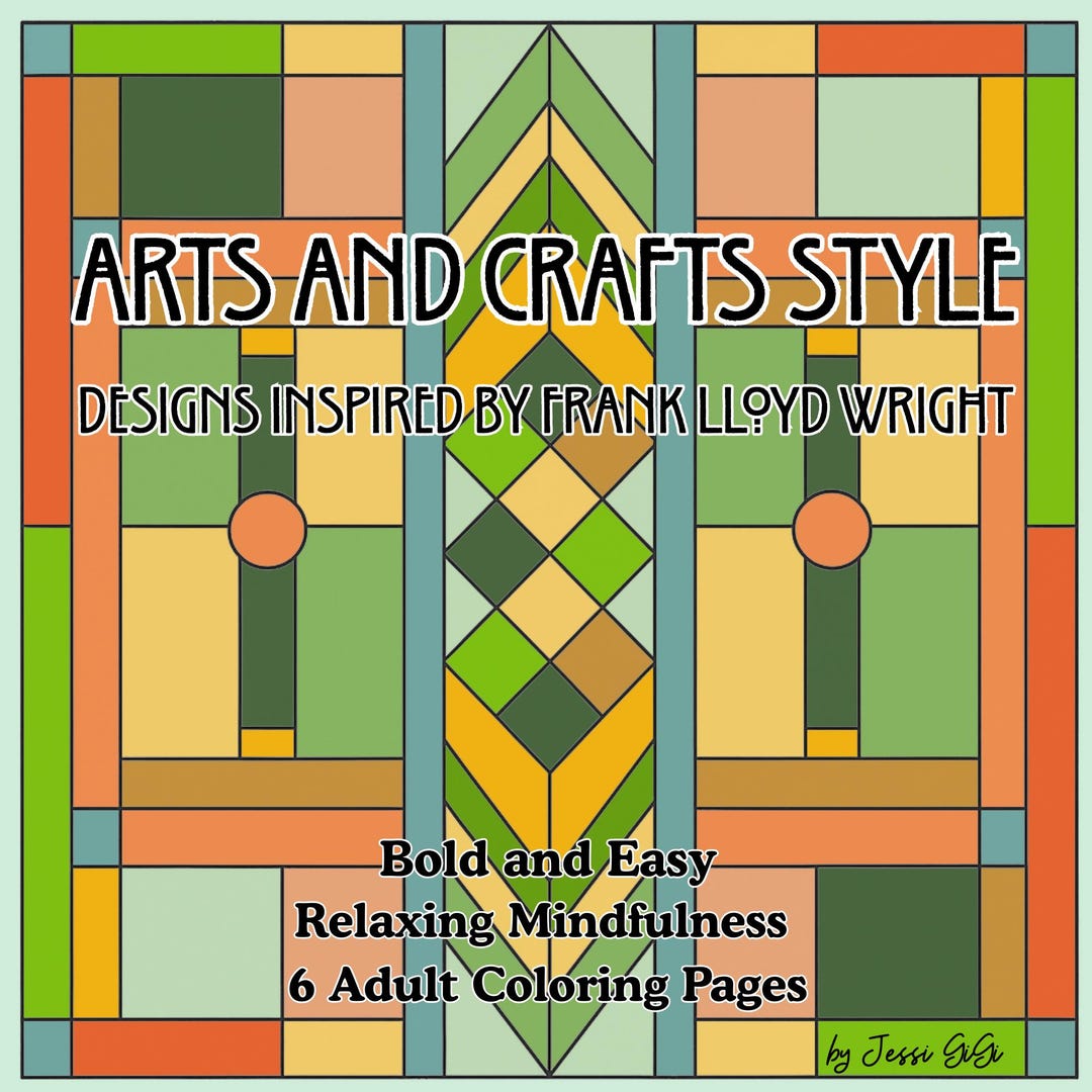 Frank Lloyd Wright Coloring Pages: Arts & Crafts Style (PDF ...