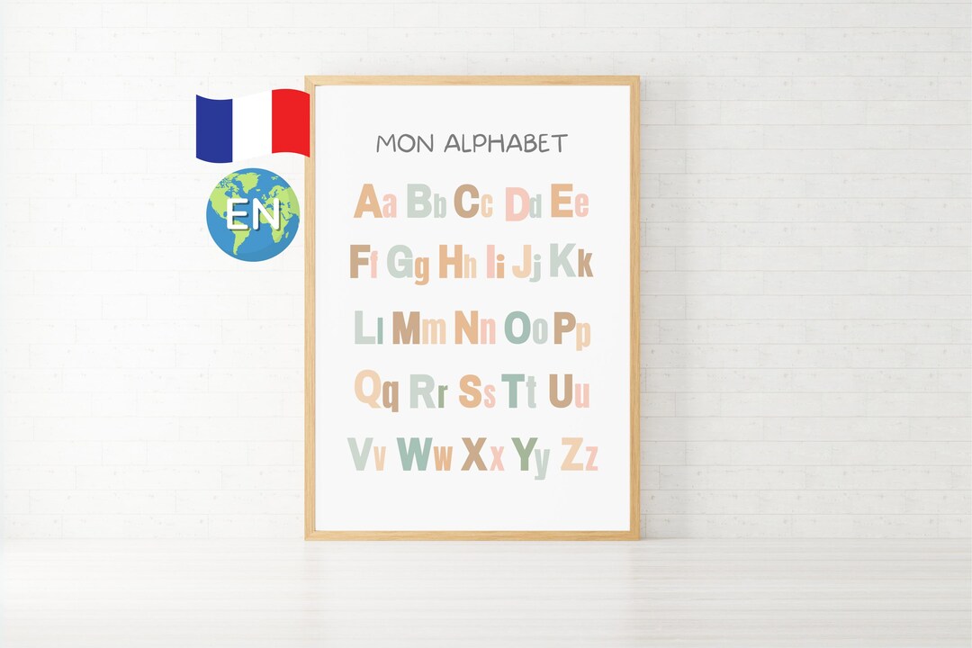 Alphabet & Script Poster – Montessori French + English ABC Chart ...