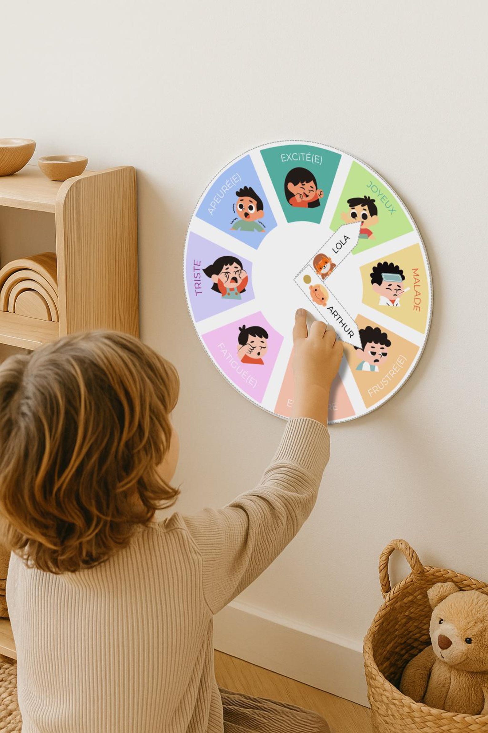 Printable Pastel Feelings Wheel for Kids – Customizable Emotion Chart ...