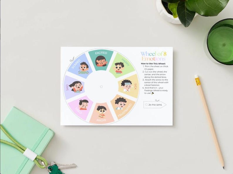 Printable Pastel Feelings Wheel for Kids – Customizable Emotion Chart ...