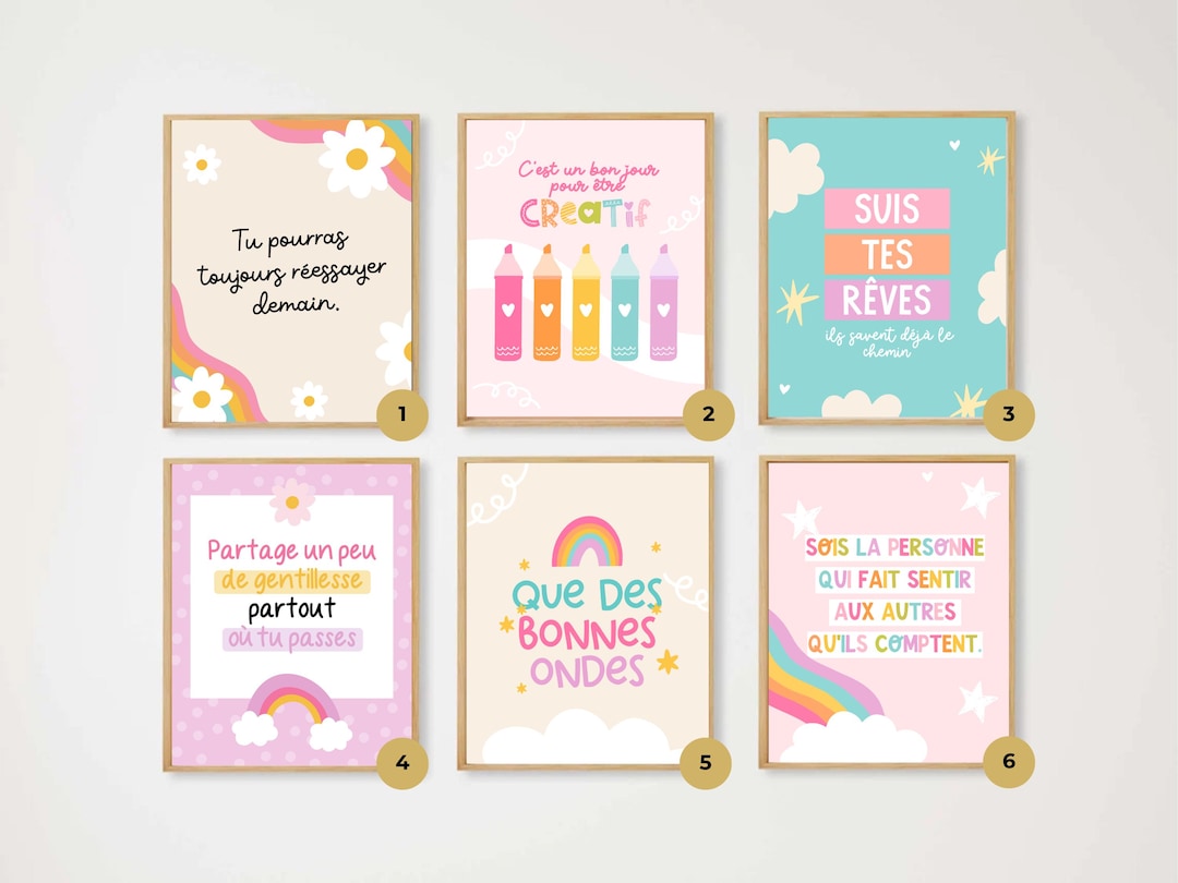 Affiche affirmations positives pastel en français – Poster “Good vibes ...