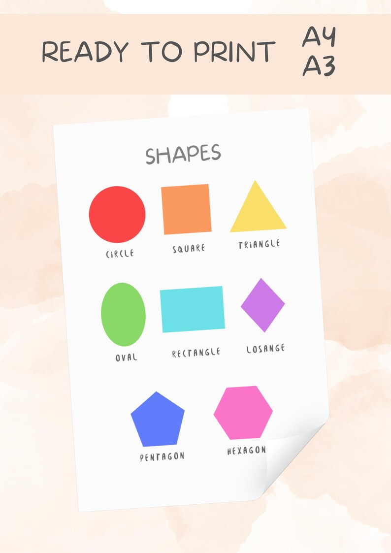 Printable Bright Colors Shapes Poster – Montessori Educational Wall Art ...