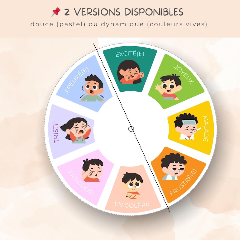 Printable Pastel Feelings Wheel for Kids – Customizable Emotion Chart ...