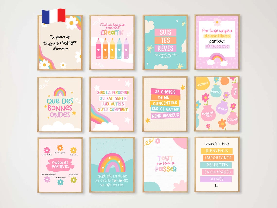 Affiche affirmations positives pastel en français – Poster “Good vibes ...