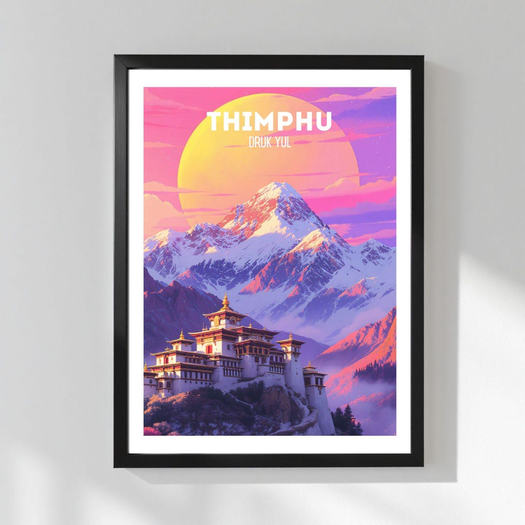 Thimphu Bhutan Poster – Colorful Himalayan Poster – Buddhist and ...