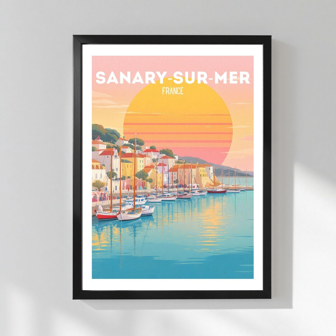Sanary-sur-mer Poster – Colorful Poster of the Provençal Port, Modern ...