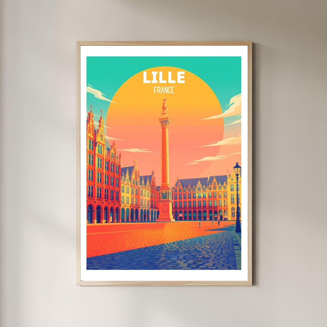 Lille France Travel Poster Grand Place Illustration - Etsy