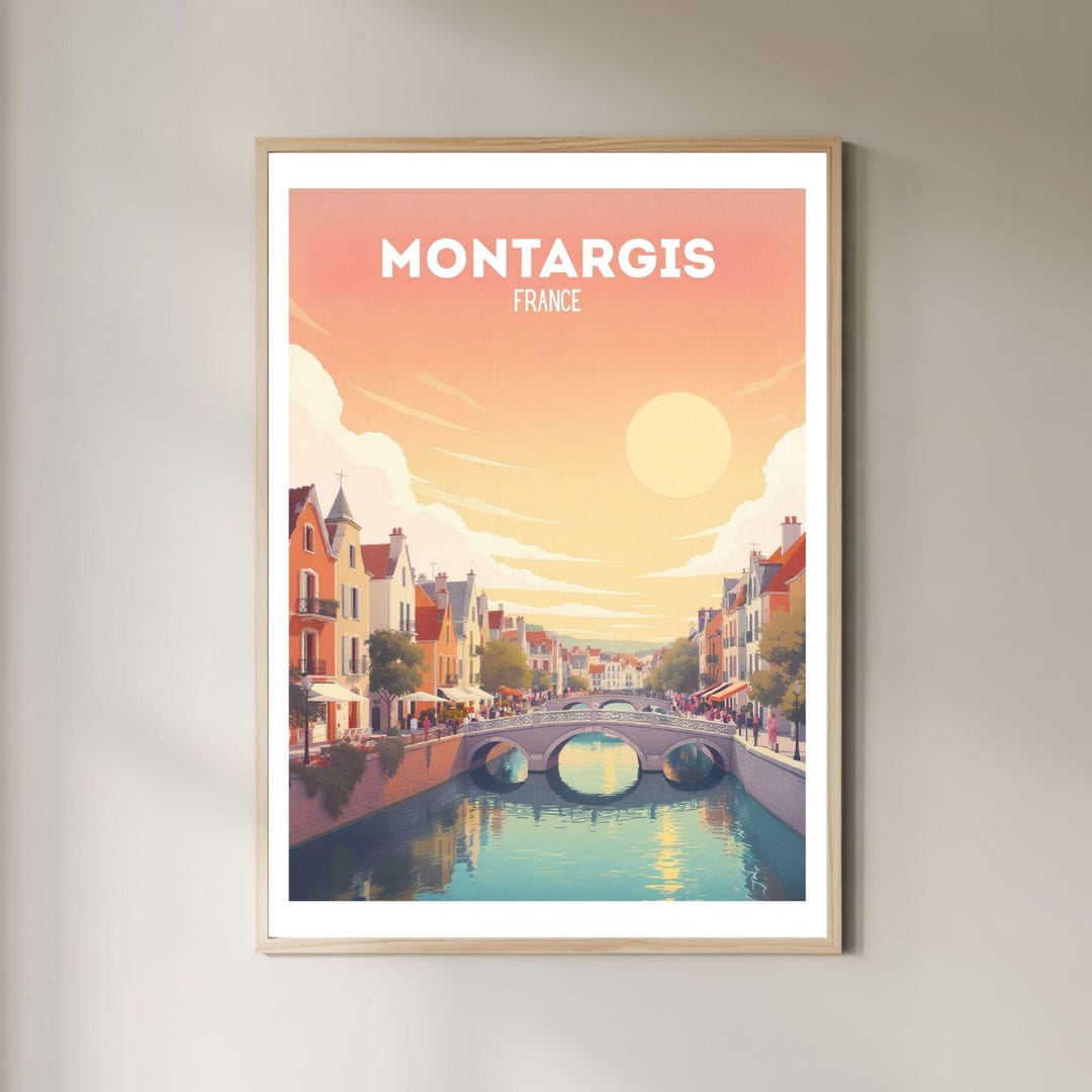 Montargis Travel Poster Canal Bridge City Illustration - Etsy