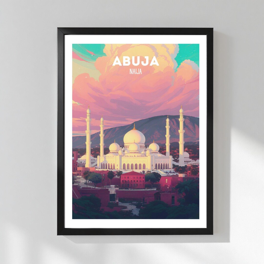 Abuja Poster - Colorful Naija Poster, Bright Grand Mosque Wall Art ...