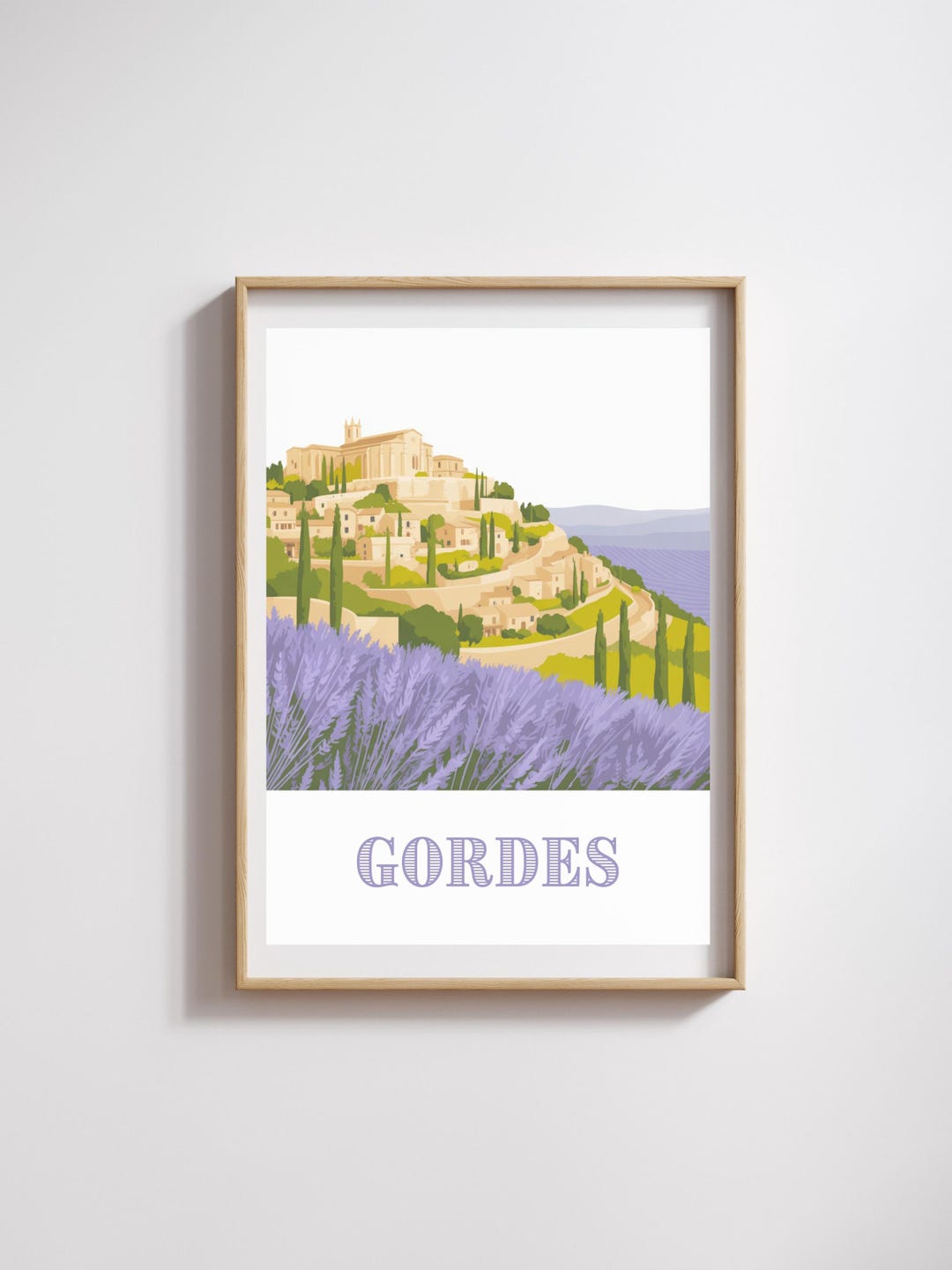 Gordes Pop Chic Poster – Pastel and Colorful Luberon Village Poster ...