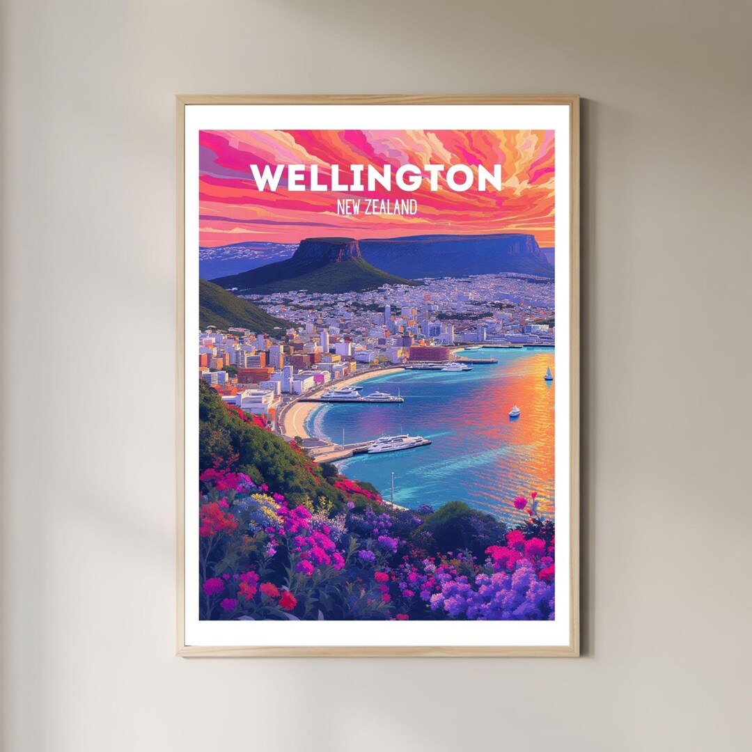 Wellington Travel Poster Coastal City Illustration - Etsy