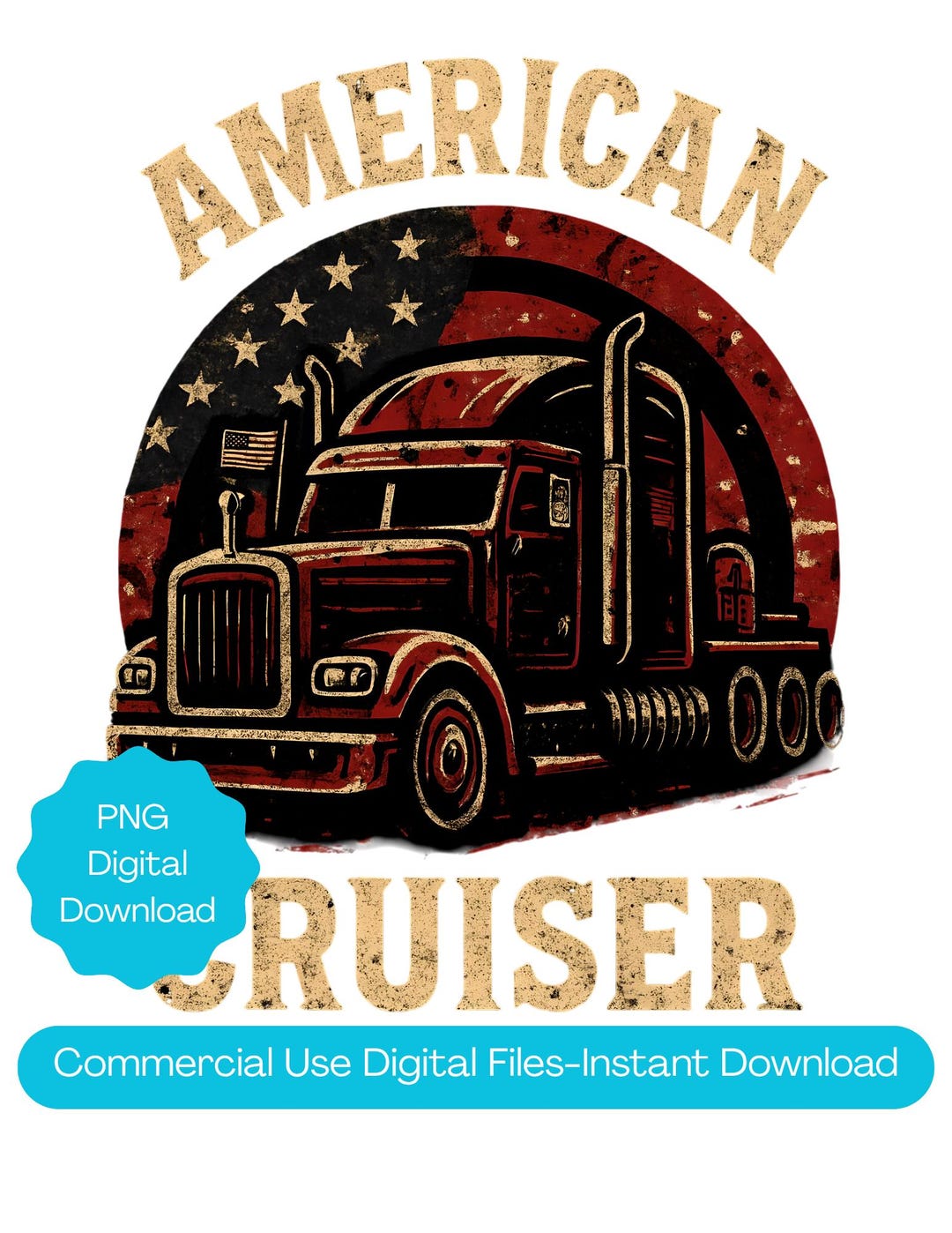Vintage Tractor Trailer, American Tractor Trailer, Digital Download ...