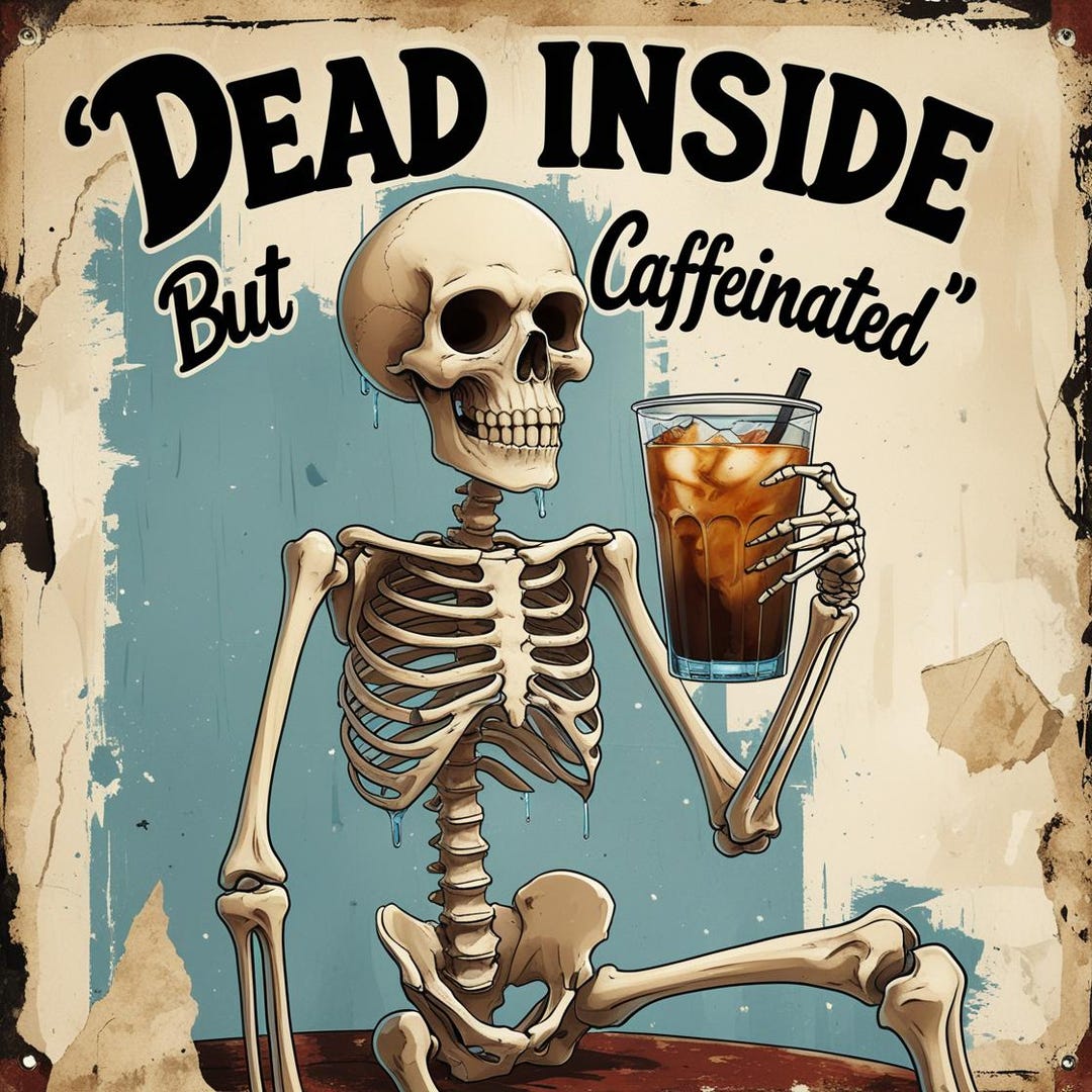 Funny Skeleton Coffee T-shirt Design |dead Inside but Caffeinated ...