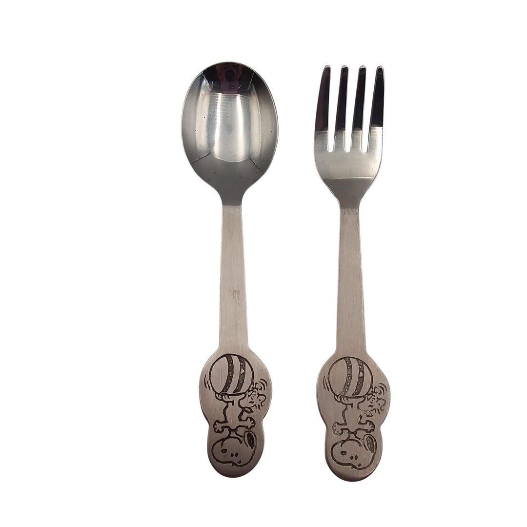 Vintage 1965 Danara Snoopy Kids Fork and Spoon Set Stainless Steel ...