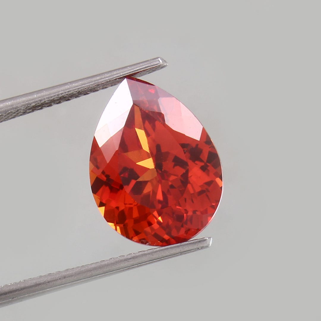 7.90 CT Faceted Pear Cut Mandarin Orange Sapphire: Ceylon Gemstone - Etsy