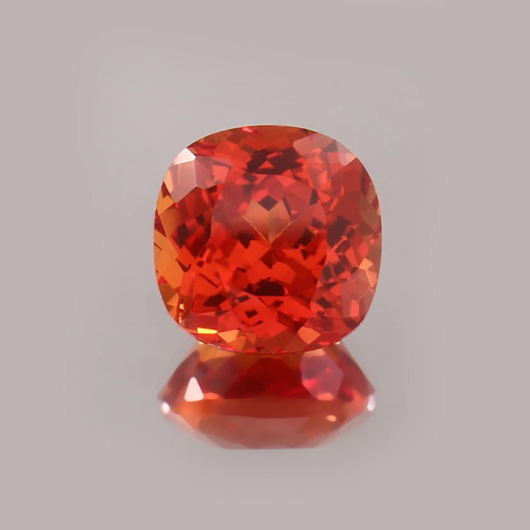 600 Ct Natural Ceylon Mandarin Orange Sapphire Cushion Cut Gemstone 1437