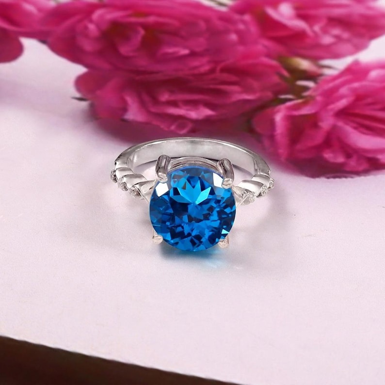 Blue Paraiba Tourmaline Solitaire Ring, Diamond Shank, Elegant ...