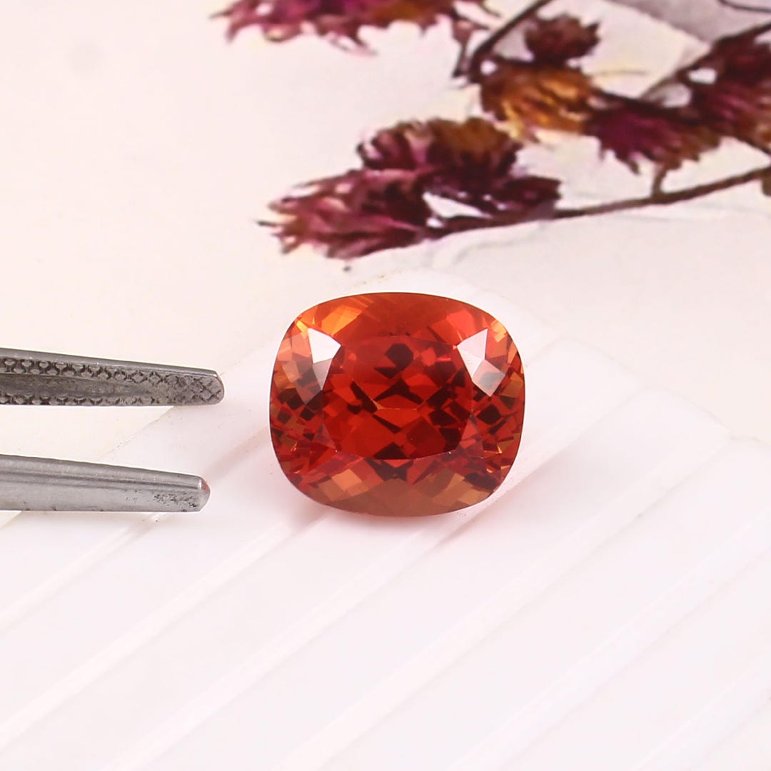 8.00 CT Ceylon Mandarin Orange Sapphire, Cushion Cut Gemstone - Etsy
