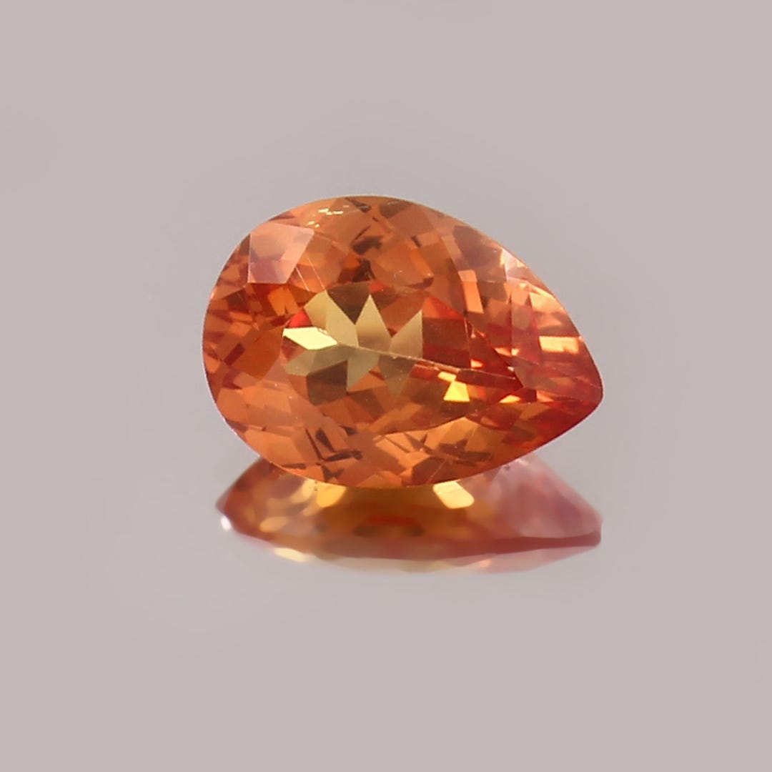 Ceylon Orange Sapphire Gemstone 250 Ct Pear Cut Loupe Clean Etsy 4449