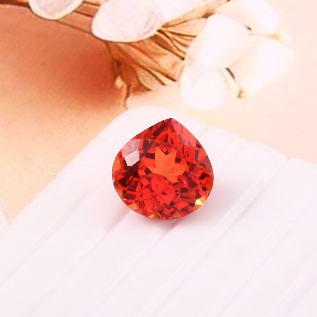 Ceylon Mandarin Orange Sapphire: 11mm Heart Cut Gemstone - Etsy