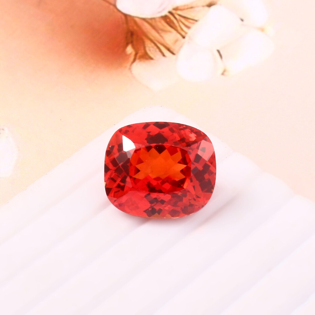 13.60 CT Ceylon Mandarin Orange Sapphire: Cushion Cut Gemstone - Etsy