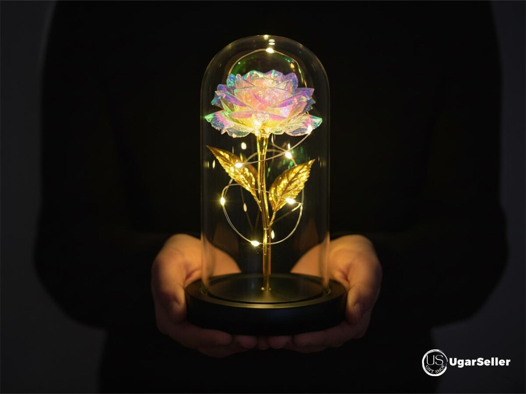 Eternal Galaxy Rose in Glass Dome With LED Lights,mother’s Day Gift ...