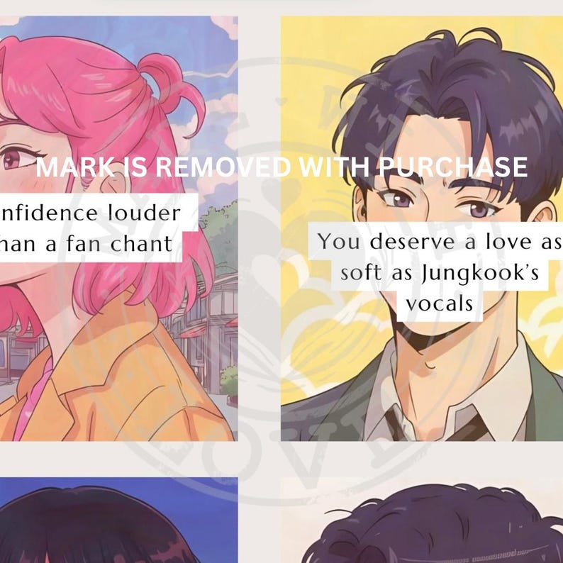 K-pop Anime Style Affirmation Cards / 24 Printable Fan-coded Soft Girl ...