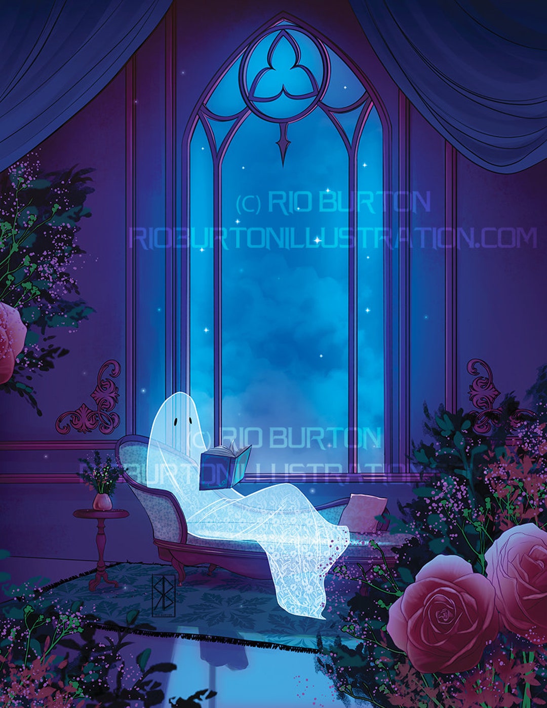 Spooky Print of Ghost Reader - Etsy