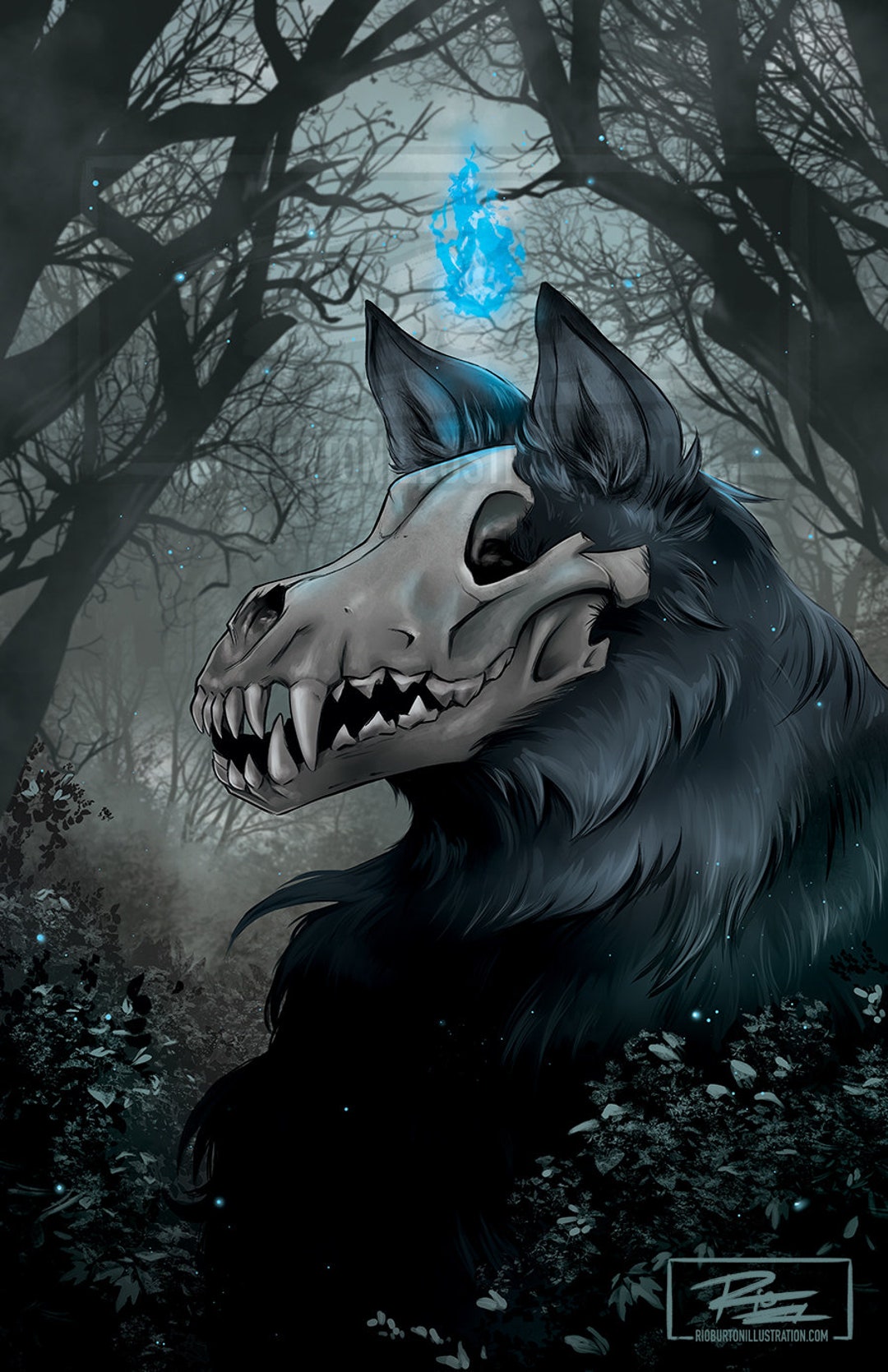 Skull Wolf Print - Etsy