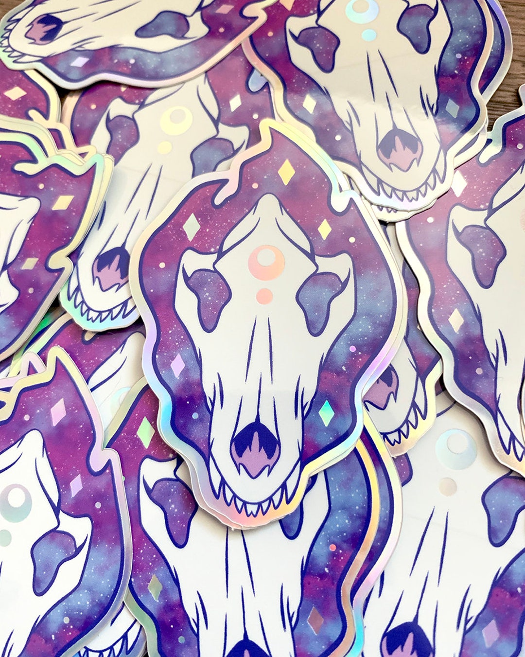 Holo Wolf Skull Sticker - Etsy